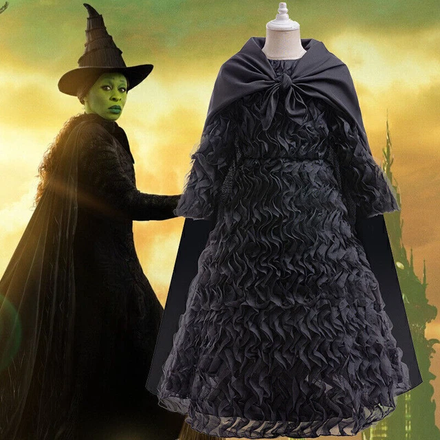 2025 WICKED ELPHABA Cosplay Witch Costume Cloak Fancy Dress Up Party ...