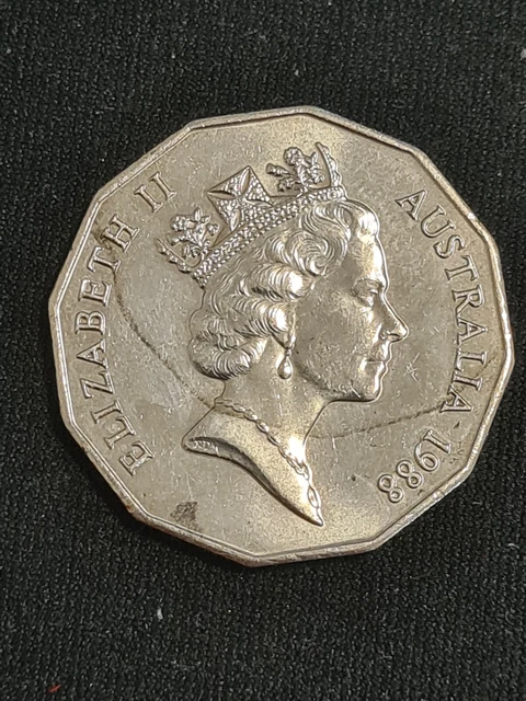 1988 50CENT lamination & double strike on queen's face,error Australian ...