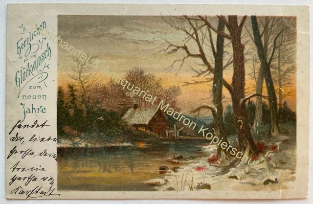 AK ALTE POSTKARTE Motiv Neujahr Sylvester um 1902 Landschaft Litho von Dalwig EUR 14,00 ...