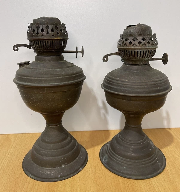 PAIR OF VINTAGE BRASS OIL LAMP DUPLEX BRITISH MADE Tv/Film Prop £62.07 ...