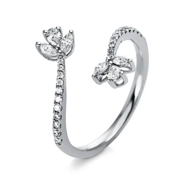 DIAMOND GROUP WOMEN'S Ring White Gold with 22 Brilliant-Cut Diamonds ...