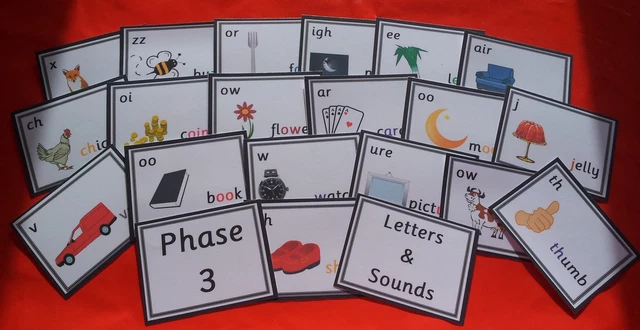 PHONICS LETTERS & Sounds - Phases 1-5 - Flash Cards - Reading Writing ...