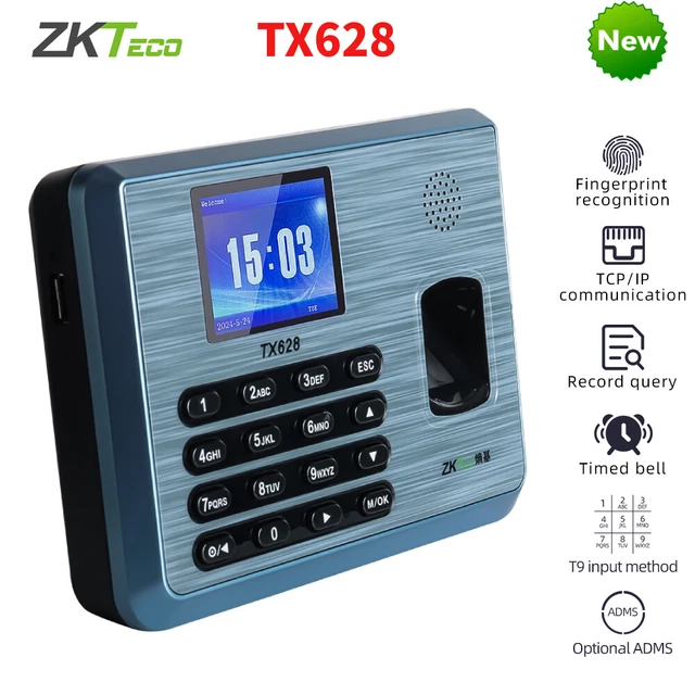 ZKTECO ZK-TX628 FINGERPRINT Time Attendance Clock TCP/IP With ID Card ...
