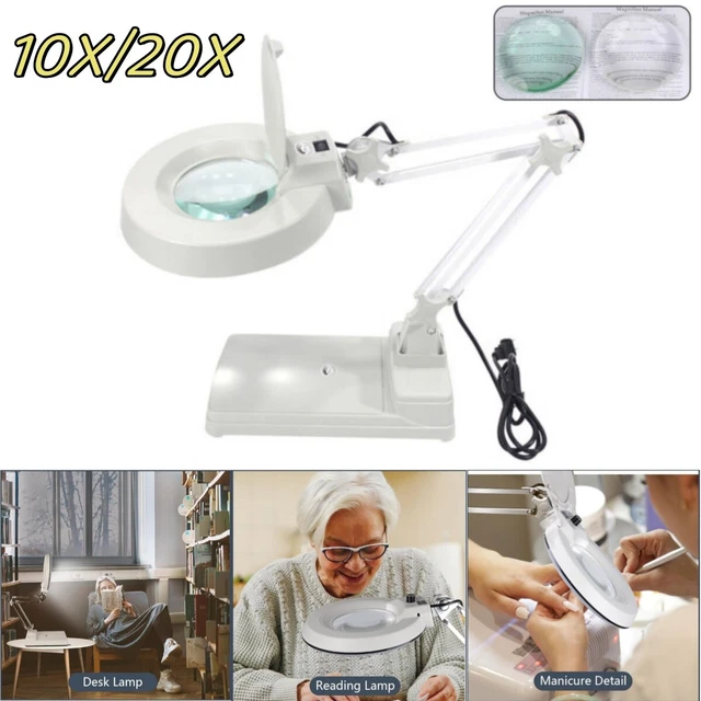10/20X LUPE,LED-BELEUCHTETE LUPE,SCHREIBTISCHLAMPE,LESELEUCHTE für ...