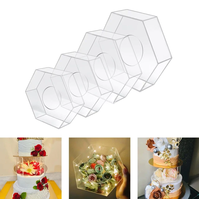 ACRYLIC FILLABLE CAKE Stand Cylinder Display Riser Cake Tier Cake Riser ...
