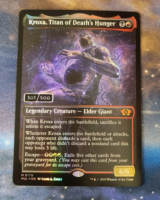 KROXA, TITAN OF Death's Hunger sérialisé 301/500 feuille MTG multivers ...