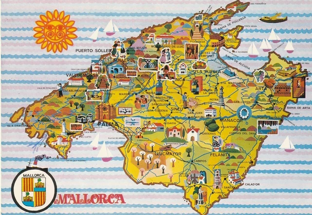 CARTOLINA MAPPA, MAPPA, mappa dei dintorni ***MAIORCA*** **** EUR 1,00 ...