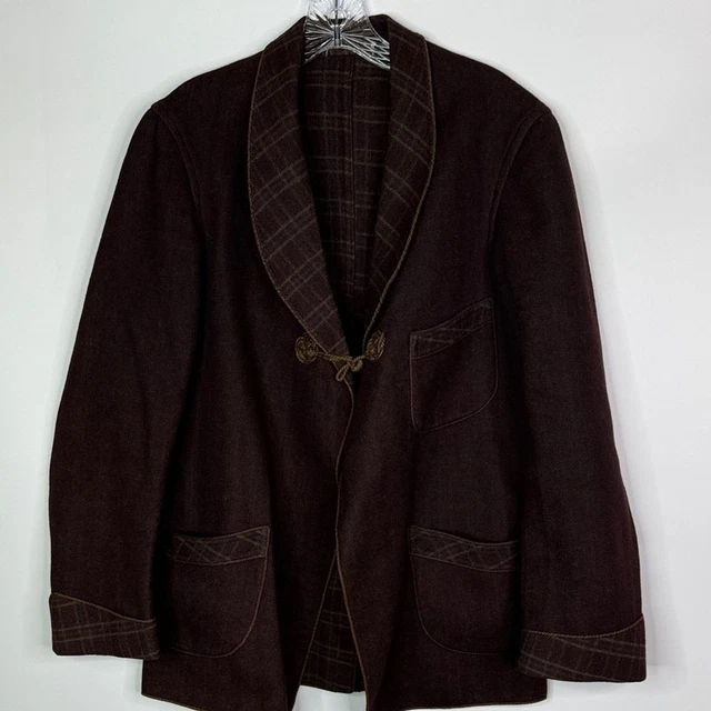 VINTAGE EDWARDIAN 1920'S Brown Wool Smoking Jacket £187.58 - PicClick UK