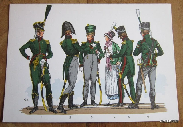 PLANCHE UNIFORME SCHÄFER /Saxe Officiers Infanterie Legere Jäger Corps ...