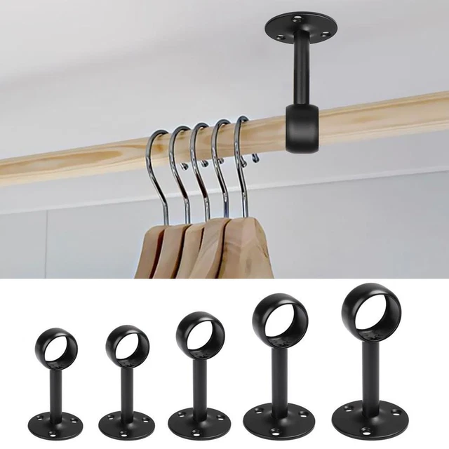 STAINLESS STEEL WARDROBE Tube Curtain Rod Bracket Clothes Hanging Rail ...