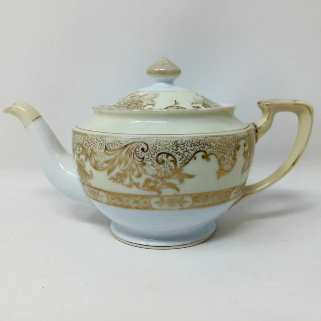NORITAKE KOMARU MORIMURA 1930s Art Deco Porcelain Teapot Cream White ...