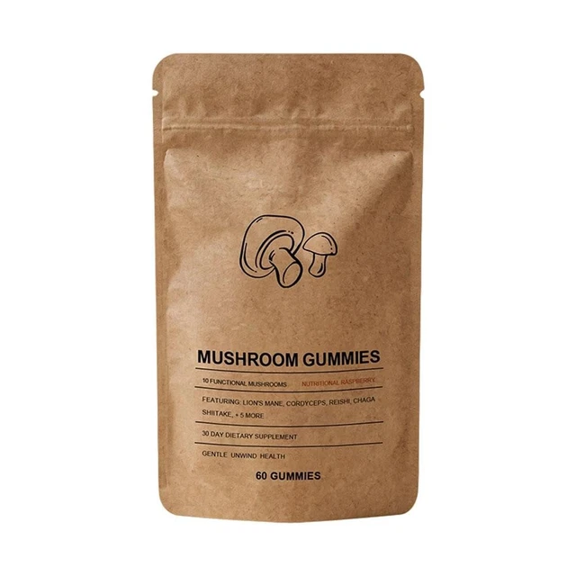60PCS 10-IN-1 MUSHROOM Complex 2500mg Vegan Gummies Lion's Mane Reishi ...