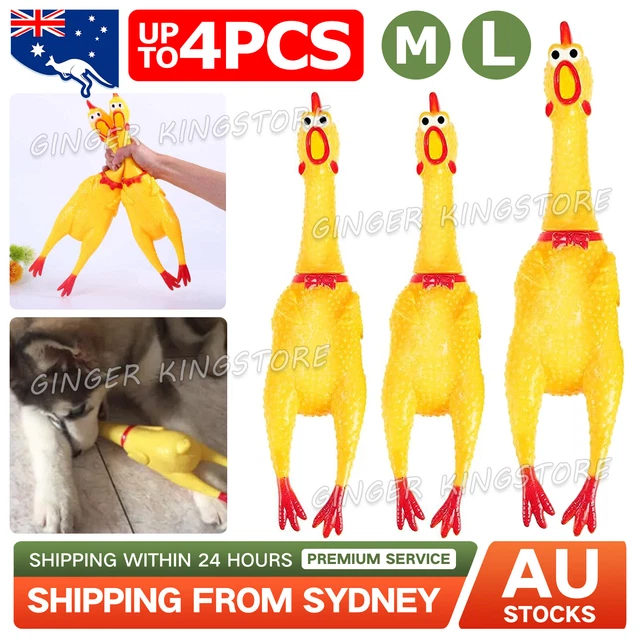 4X SQUEAKER FUNNY Screaming Chicken Toy Squeeze Rubber Chew Dog Bite ...