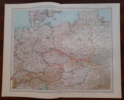 MAP MAP WITH 1956 Year Tab South Austria Germany Deutschland £14.90 ...