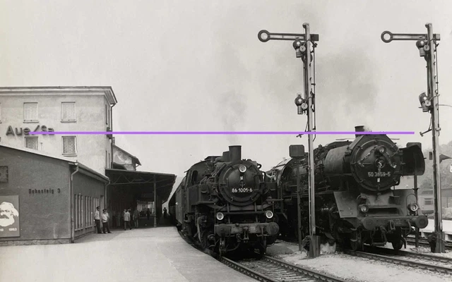 LOK IN AUE DDR Bahnhof Dampflok Zug Eisenbahn Bahn Reichsbahn - Foto EUR 2,99 - PicClick DE