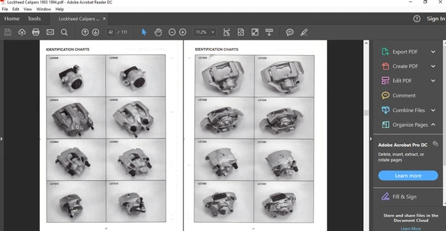 LOCKHEED BRAKE CALIPER Catalogue with Identification Section 1993/4 EUR ...