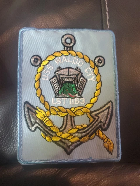 VINTAGE ORIGINAL US NAVY SHIP PATCH USS WALDO COUNTY LST-1163 on Blue ...