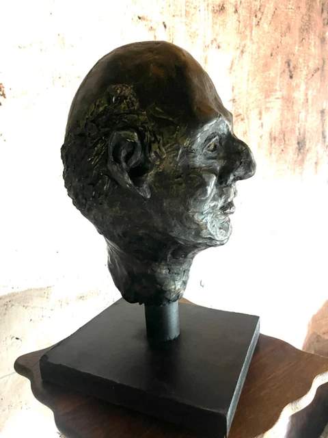 LARGE STUDIO PLASTER Bronze Bust Sculpture vintage , unknown subject £ ...