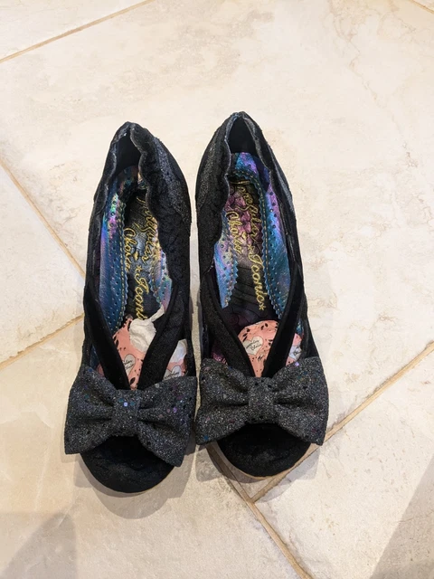 LADIES IRREGULAR CHOICE Iconic Black Glitter Party Shoes Size 6/39 £31. ...