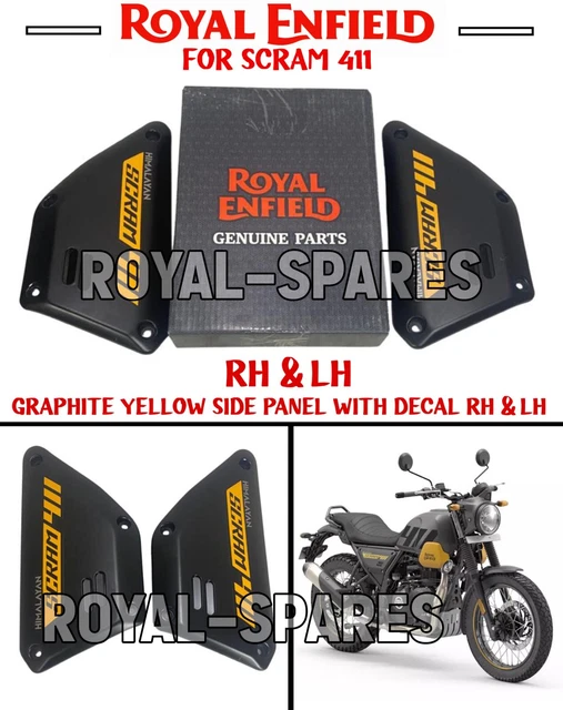 ROYAL ENFIELD &GRAPHITE Yellow Scram 411" "Side Tank Panel With Decal ...