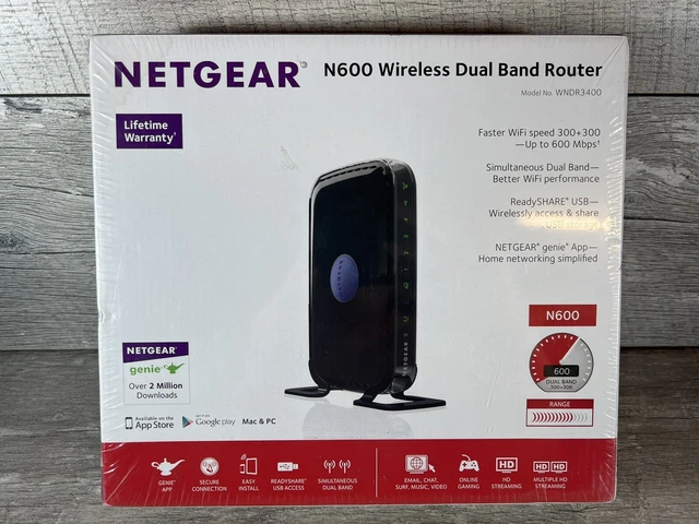 NETGEAR N600 WIRELESS Dual Band Wi-Fi Router WNDR3400-100NAS - NEW AND ...