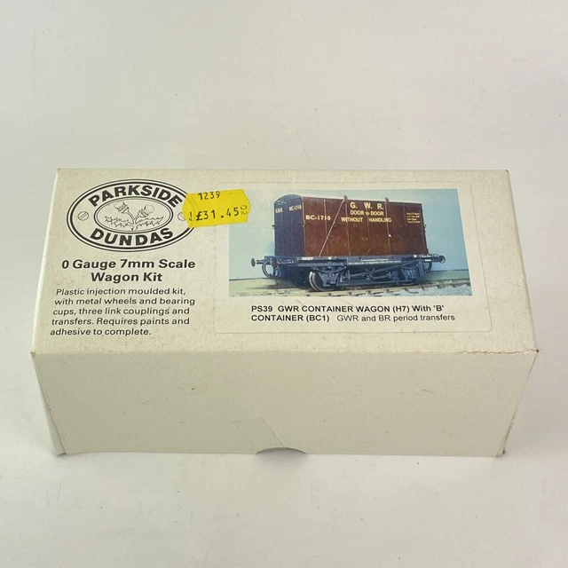 PARKSIDE DUNDAS O Gauge 7mm Scale Wagon Kit PS39 GWR Container Wagon H7 ...