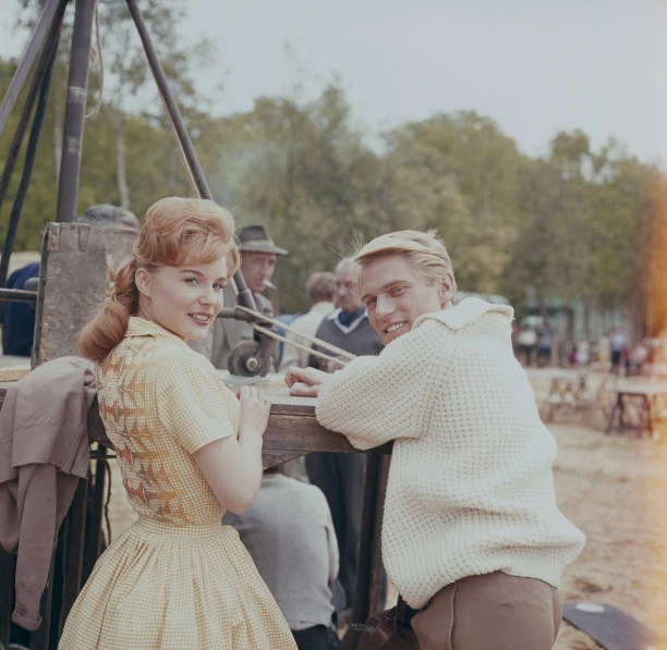 ENGLISH POP SINGER Adam Faith & French actress MarieFrance set film Old ...