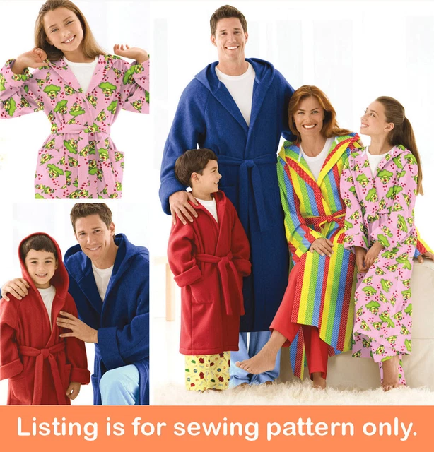 SEWING PATTERN MATCHING Bathrobe Robe Mother Daughter Father Son Adult ...