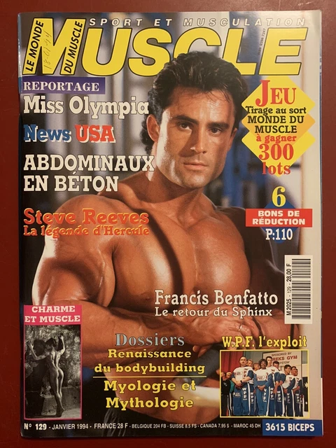 LE MONDE DU MUSCLE 1994 Jan#129 Francis Benfatto Cover! Steve Reeves As ...