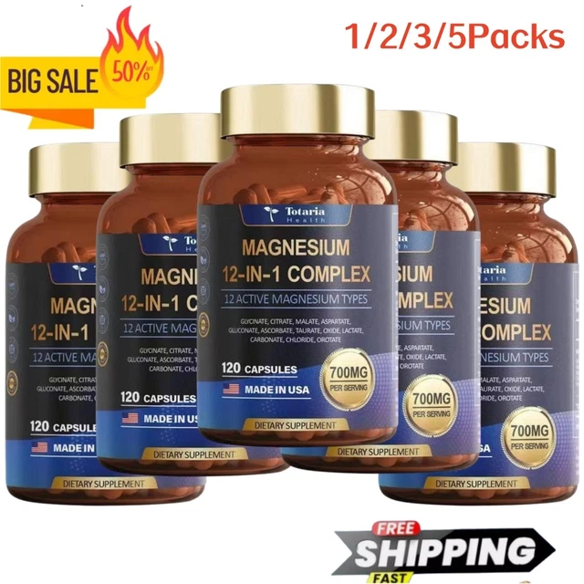 MAGNESIUM COMPLEX 700MG 12 in1 Magnesium Supplement w/Glycinate Citrate ...