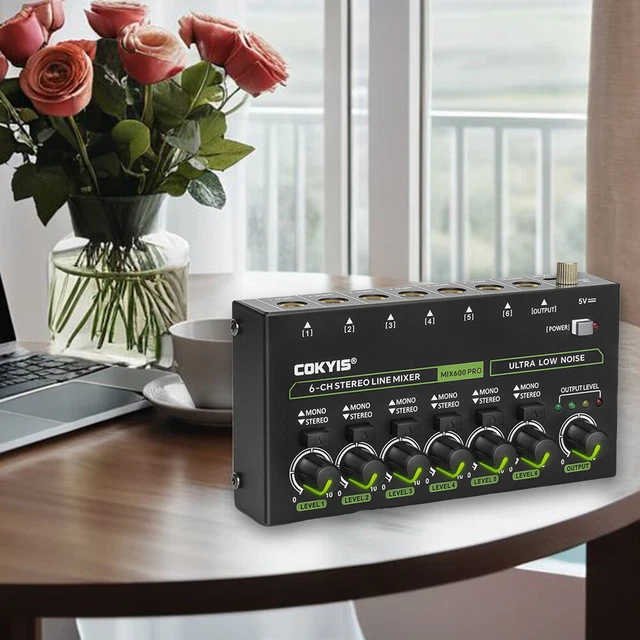 MIX600 MINI SOUND Mixer 6 Channel 6.35mm Interface for Guitars Bass ...