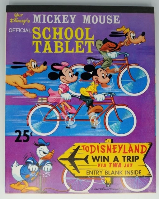 VINTAGE 1960 WALT Disney Mickey Mouse Official School Tablet Win a Trip ...