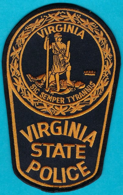 VIRGINIA STATE POLICE Shoulder Patch on a Blue Department History Card ...