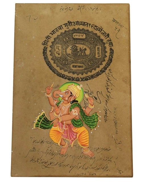 INDIAN MINIATURE ART watercolor handmade God Ganesha paintings home ...