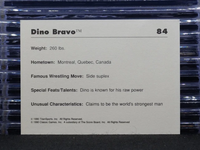Carte De Lutte Dino Bravo 1990 Classic Wwf 84 Wwe Rip Titansports Eur