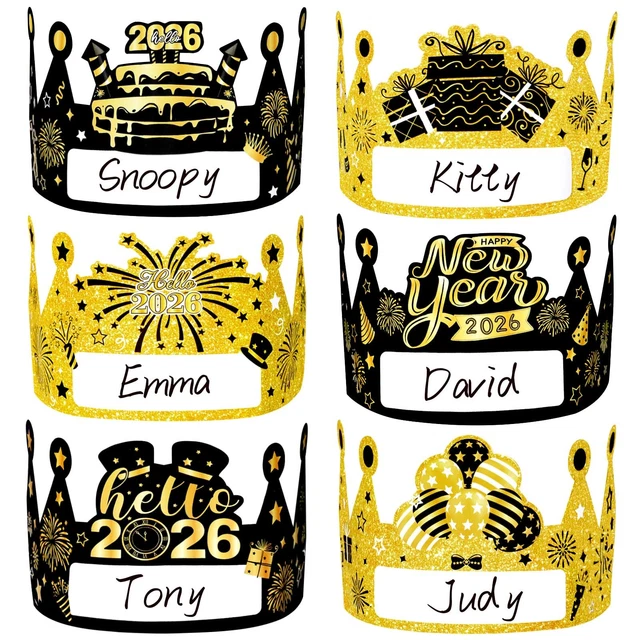 36PCS 2026 HAPPY New Year Hats Paper Crowns, New Years Eve Hats NYE ...