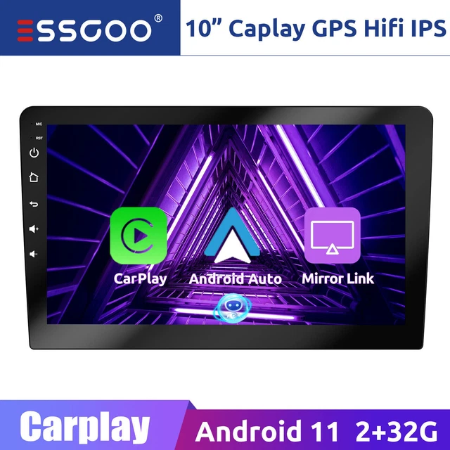 ESSGOO 10& 2DIN Carplay Android 11 AUTORADIO GPS NAVIGATION WIFI RDS 2+32 Go Hifi EUR 84,95 ...