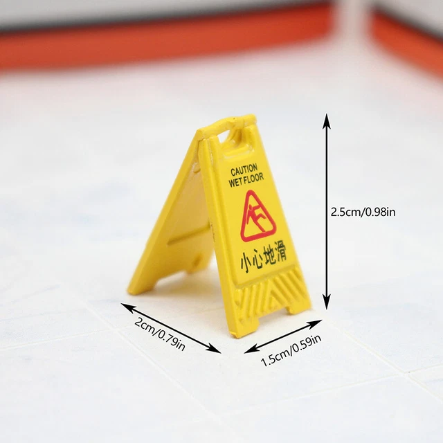 1/12 DOLLHOUSE CAUTION Wet Floor Warning Sign Dollhouse Mini Traffic ...