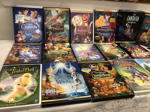 WALT DISNEY DVD Movie Lot Of 19 Jungle Book Cinderella Fantasia Tarzan ...