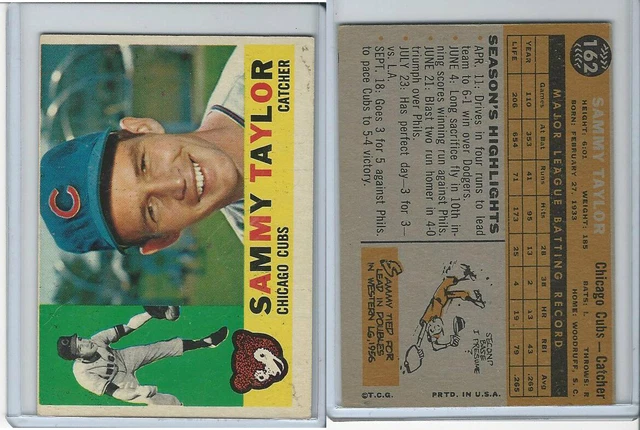 1960 TOPPS BASEBALL, #162 Sammy Taylor, Cubs de Chicago EUR 2,21 ...