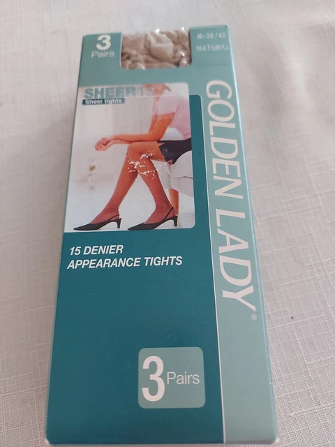 3 PAIRS GOLDEN Lady 15 denier sheer Natural nylon tights. Size Medium £ ...