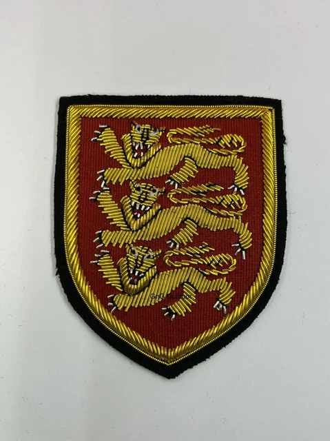 THREE LIONS COAT Of Arms Crest Hand Embroidered Bullion Wire Three ...
