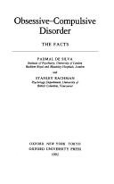 OBSESSIVE-COMPULSIVE DISORDER: THE Fakten Padmal De, Rachman, Sta EUR 5 ...