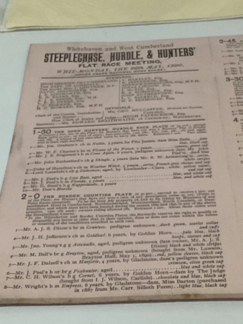 VINTAGE HORSE RACING race card 1890 rare £499.00 - PicClick UK