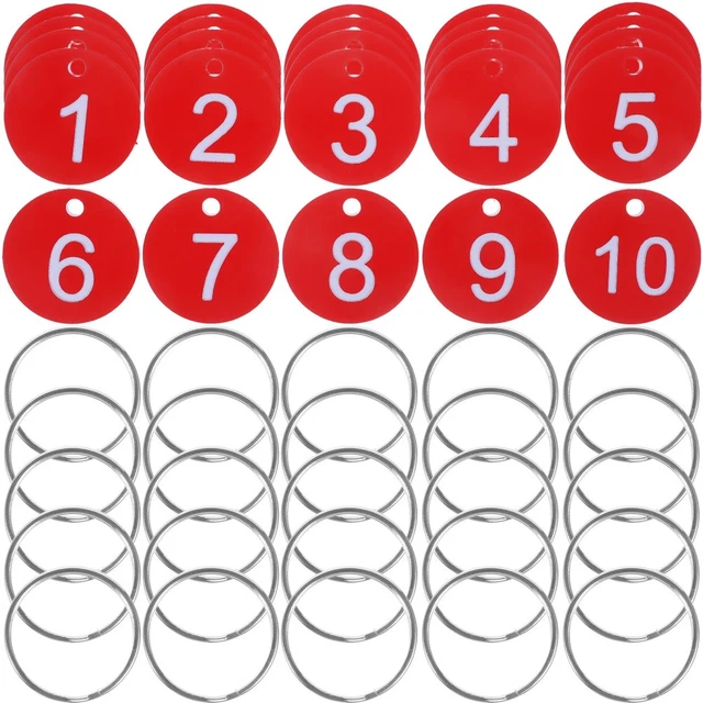 50SETS ACRYLIC ROUND Number Tags for Hanging with Rings for Queue ...