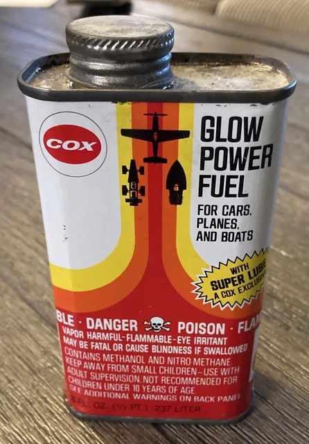 VINTAGE COX GLOW Power Fuel Can Empty 8 oz USA Cars-Planes-Boats £11.10 ...