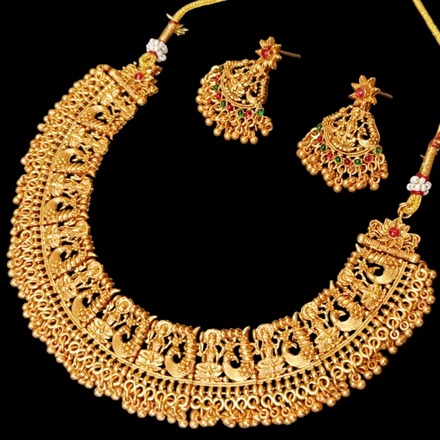 TRADITIONAL GOLD PLATED Necklace South Indian Goddess Lakshmi Temple ...