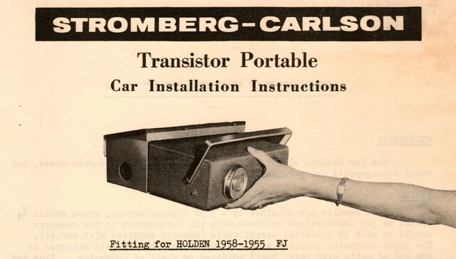 ORIG. 1958 STROMBERG-CARLSON 78T11*Transistor-7 Fj Holden Car Radio ...