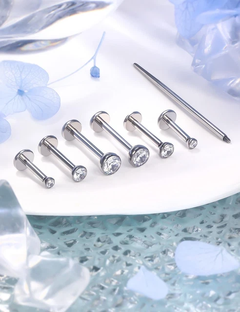 F136 TITANIUM 20/18/16G Internally Threaded Flat Back Stud Earrings ...