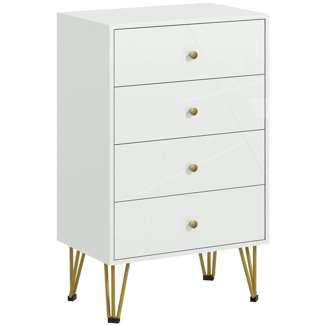 MDF WHITE CHEST of Drawers 4 Drawers Dresser Storage Organiser ...
